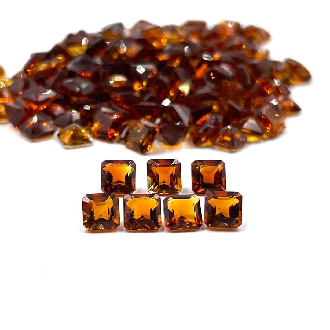 Natural Brandy Citrine Octagon Cut Loose Gemstone Lot 17 Pcs 4 MM 5 CT ...