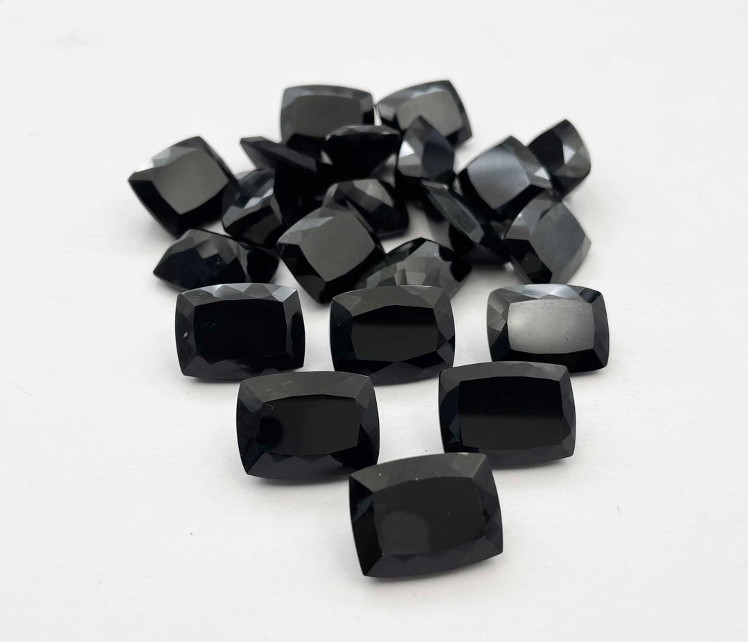 Natural Black Jade Cushion Cut Loose Gemstone Lot 5 Pcs 15*20 MM 103 CT ...