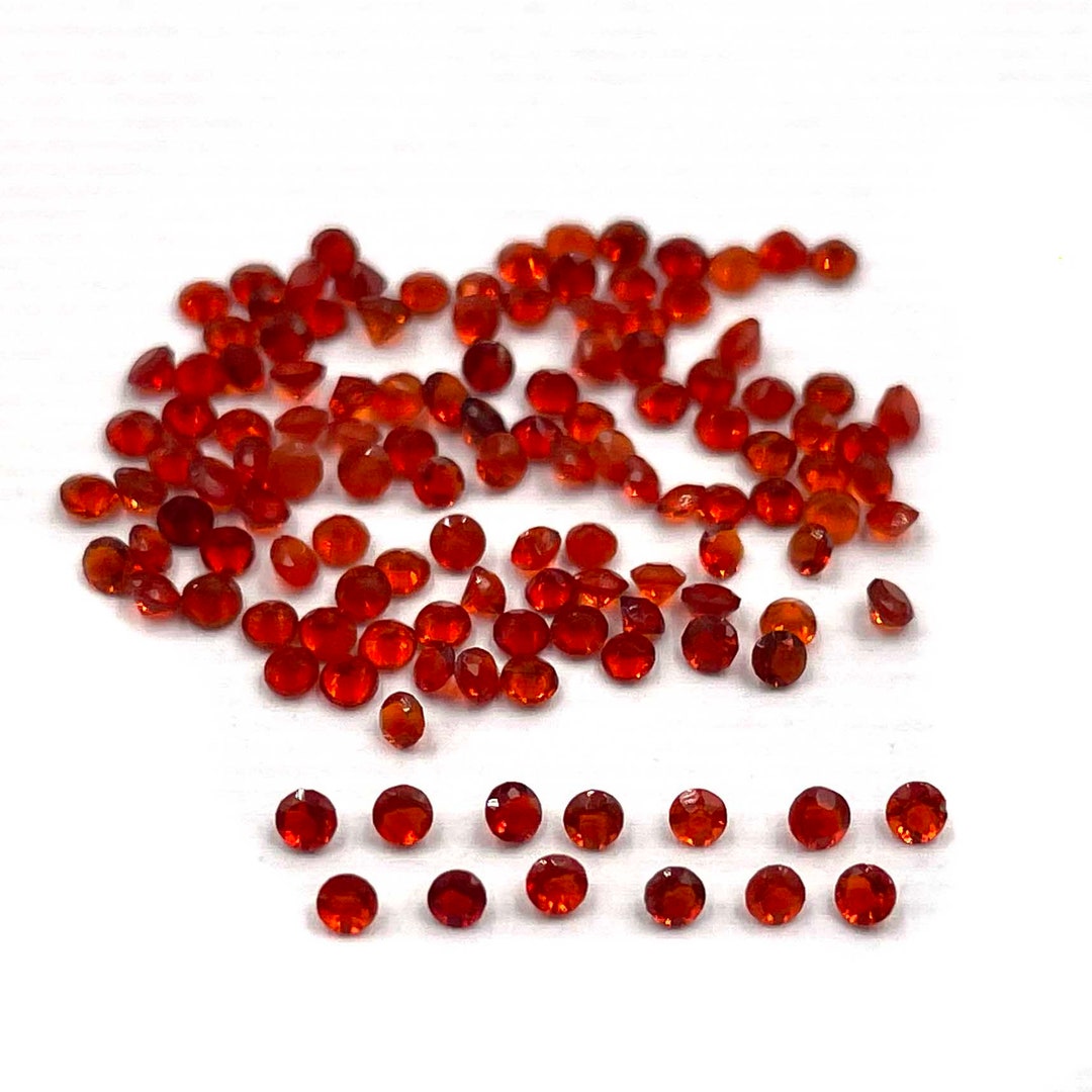 Natural Mexican Fire Opal Round Cut Loose Gemstone Lot 100 Pcs 1.5 MM 1 ...