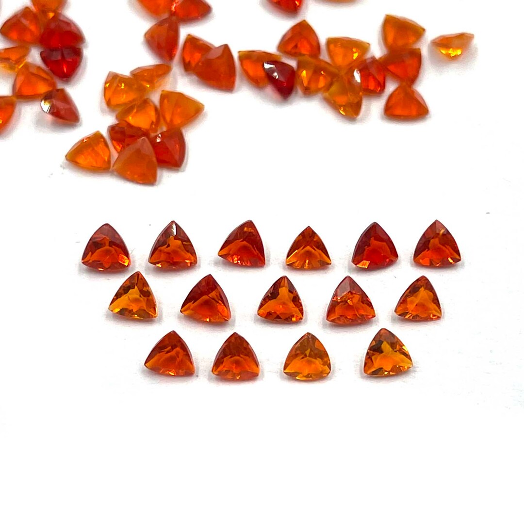 Natural Mexican Fire Opal Trillion Cut Loose Gemstone Lot 146 Pcs 3 MM ...