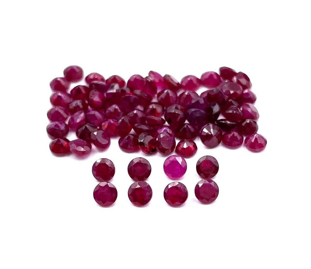 Natural Ruby Round Cut Loose Gemstone Lot 13 Pcs 3 MM 2 CT, Red Ruby ...