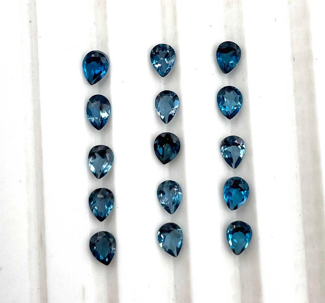 Natural London Blue Topaz Pear Cut Loose Gemstone Lot 24 Pcs 3*4 MM 6 ...