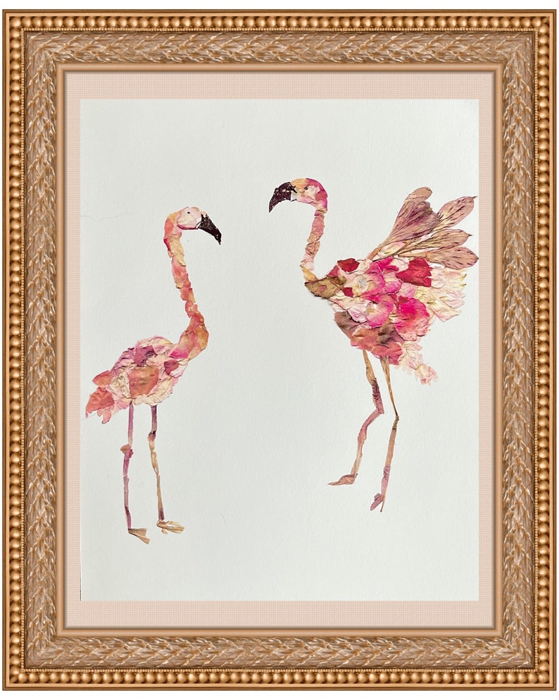 Flamingo Print, Flamingo Gifts, Pressed Flower Art Print - Etsy