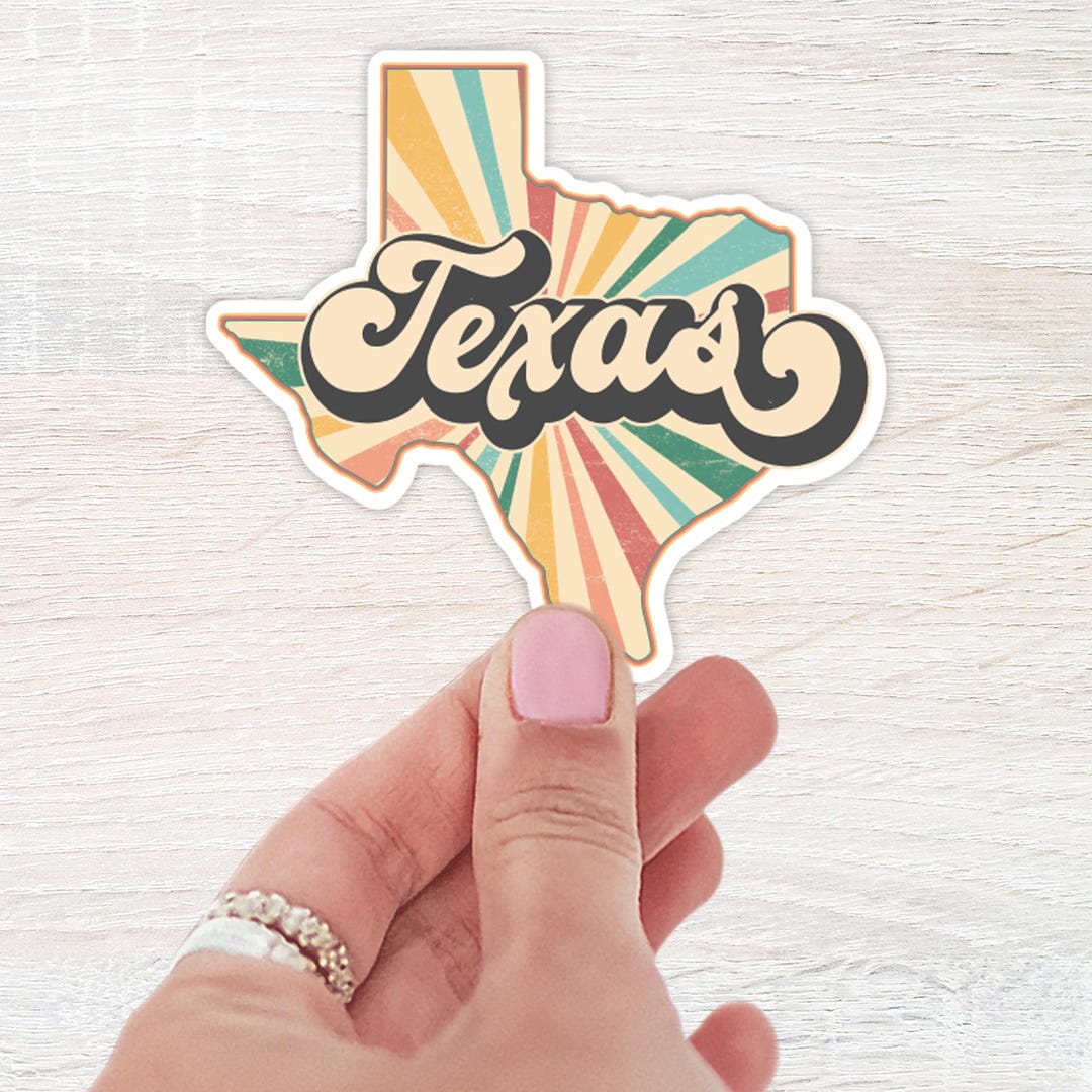 Texas State Retro Sticker, Travel Theme, Water Bottle Sticker ...