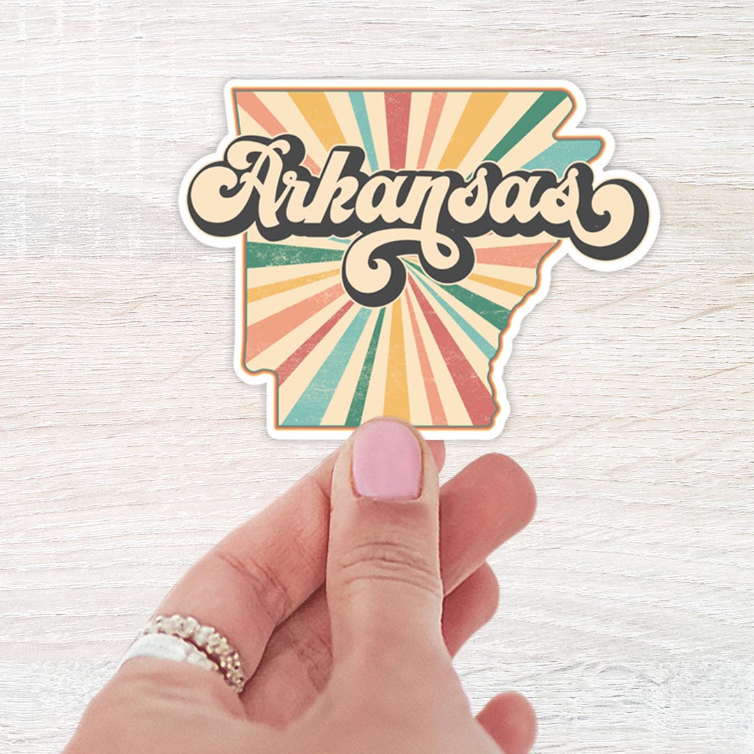 Arkansas State Retro Sticker, Travel Theme, Water Bottle Sticker ...