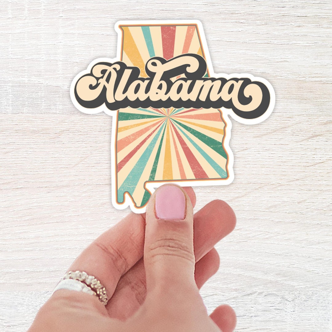 Alabama State Retro Sticker, Travel Theme, Water Bottle Sticker ...