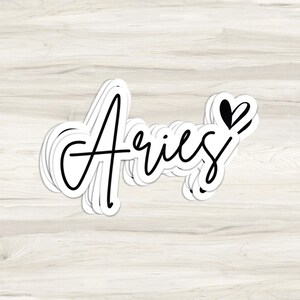 Aries Script Sticker | Zodiac Sticker | Waterbottle Sticker ...
