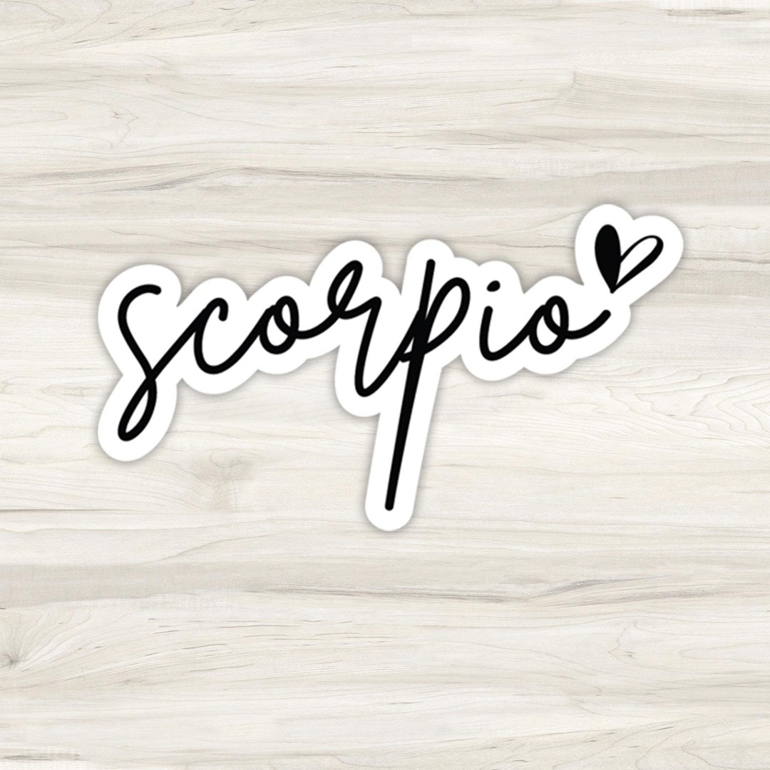 Scorpio Script Sticker | Zodiac Sticker | Water Bottle Sticker ...