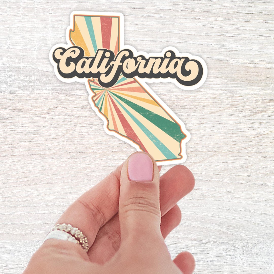 California State Retro Sticker, Travel Theme, Waterbottle Sticker ...