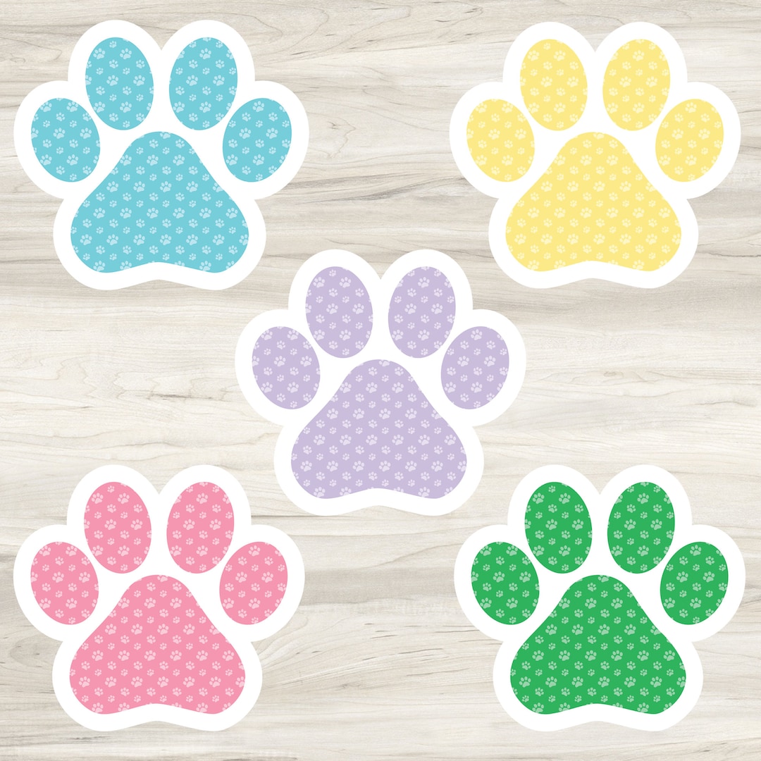 Dog Paw Print Water Bottle Sticker Animal Sticker Notebook Sticker ...