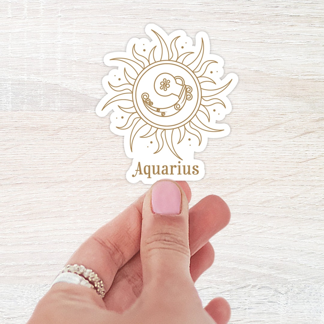 Aquarius Sticker | Zodiac Theme Sticker | Water Bottle Sticker ...
