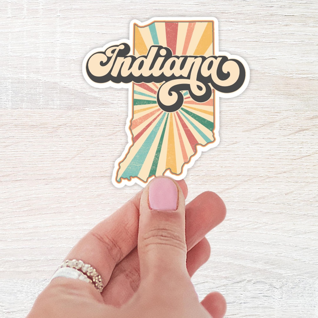 Indiana State Retro Sticker, Travel Theme, Water Bottle Sticker ...