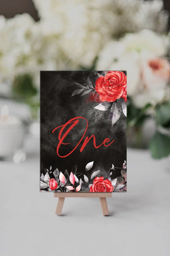 Dark Theme Table Numbers Printable Table Numbers Wedding - Etsy Singapore