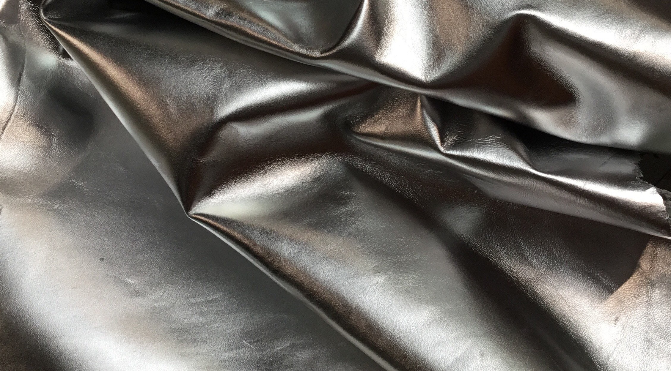 Piel de cuero italiano metalizado y fino plateado | Etsy