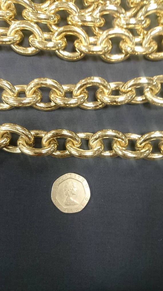 Large open link gold tone chain | Etsy