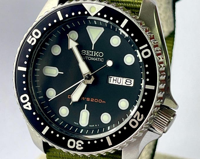 Vintage Watch Seiko Skx Mens Diver Watch Skx007 Nh36a Stainless Steel ...