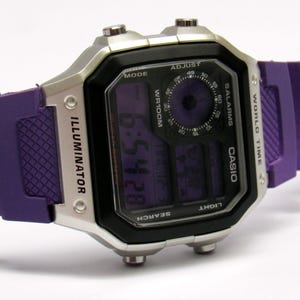 Ready to Ship Casio World Time AE-1200WH Custom Watch Silver Stainless ...