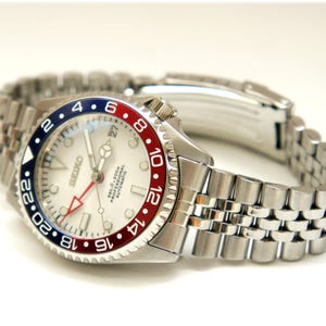 GMT Vintage Dark Blue Red Bezel Insert Seiko Skx013 Divers Watch White ...