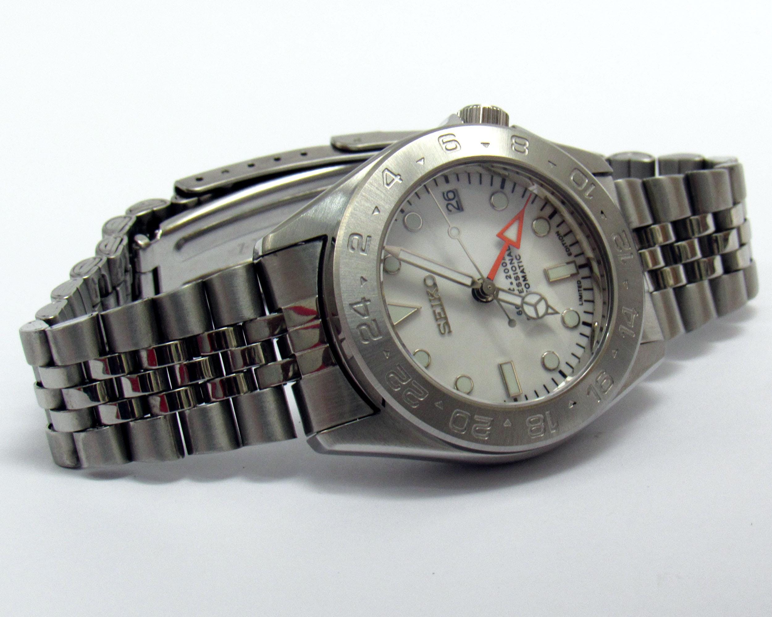 GMT Vintage Stainless Bezel Seiko Mod Skx013 Divers Watch White Dial ...