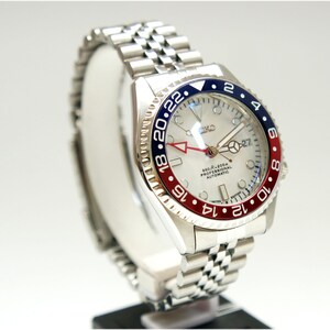 GMT Vintage Dark Blue Red Bezel Insert Seiko Skx013 Divers Watch White ...