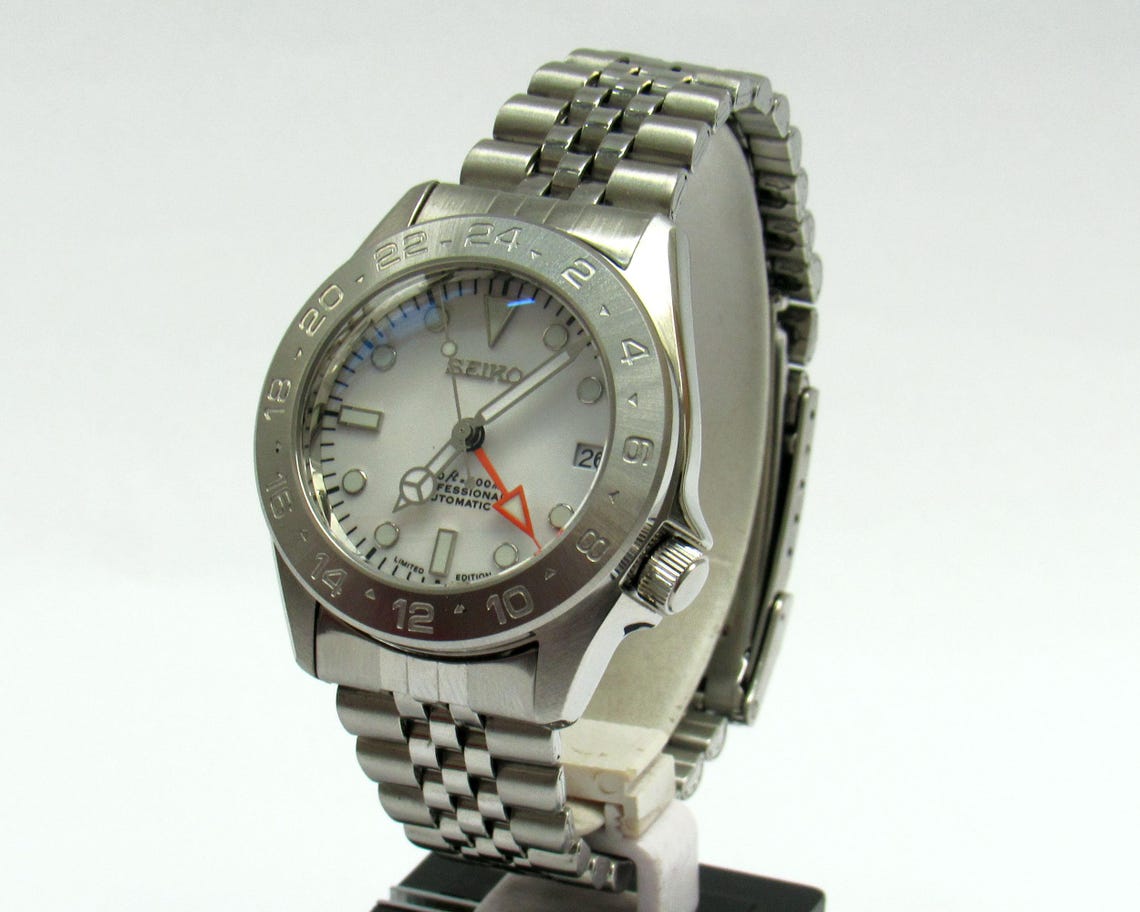GMT Vintage Stainless Bezel Seiko Mod Skx013 Divers Watch White Dial ...