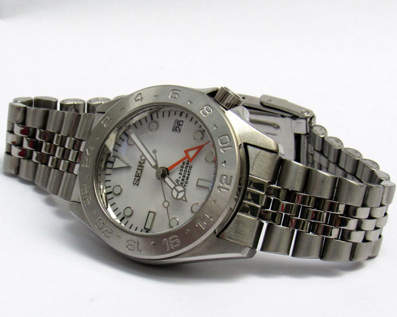 GMT Vintage Stainless Bezel Seiko Mod Skx013 Divers Watch White Dial ...