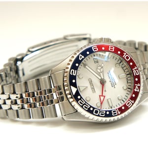 GMT Vintage Dark Blue Red Bezel Insert Seiko Skx013 Divers Watch White ...
