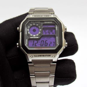 Ready to Ship Casio World Time AE-1200WH Custom Watch Silver Stainless ...