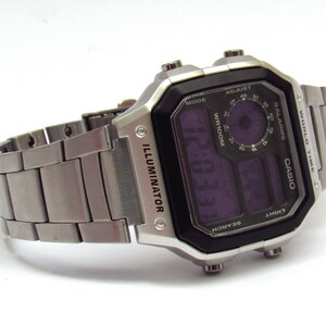 Ready to Ship Casio World Time AE-1200WH Custom Watch Silver Stainless ...