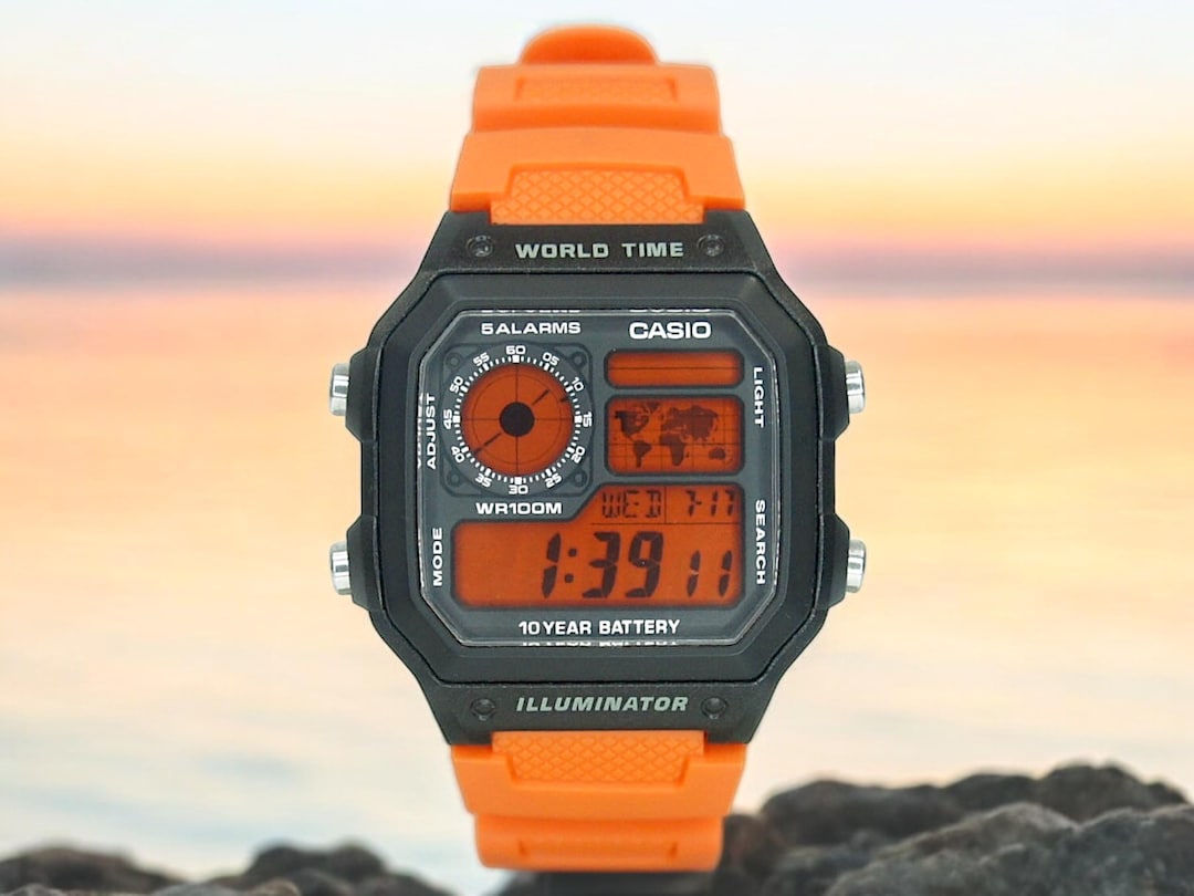 Casio World Time AE-1200WH Custom Watch Casio Royale Mod All Black ...