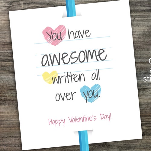 Valentine's Day Printable Pencil Cards | Etsy