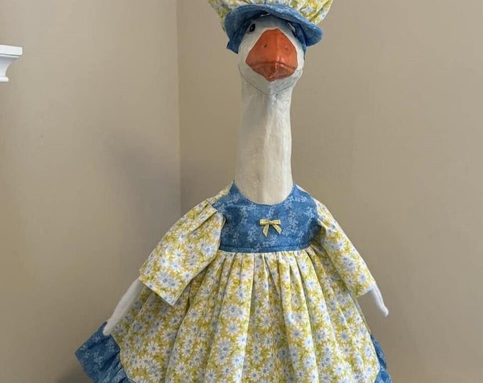 CONCRETE PORCH GOOSE Dress and Bonnet Ready to Ship Floral Spring Daisy ...