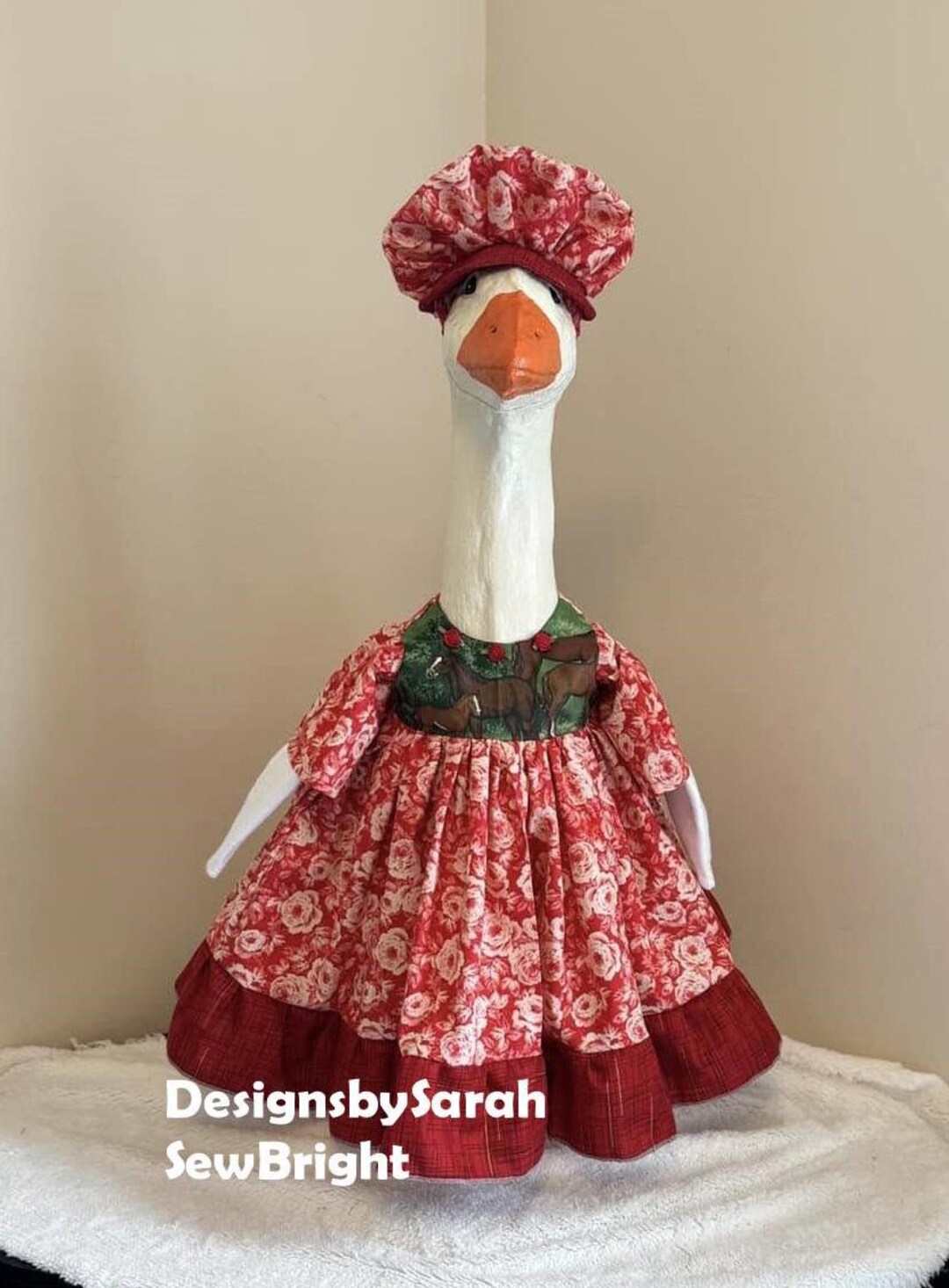 Kentucky Derby PORCH GOOSE Rose Dress & Bonnet - Cement Concrete Porch ...