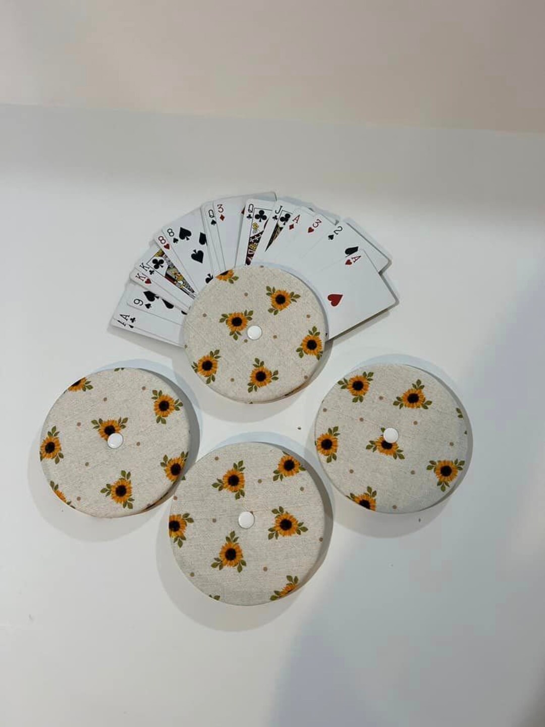 Set of 3 or 4 - SUNFLOWER CARD GAME Deck Holders - Gift Idea - Family ...