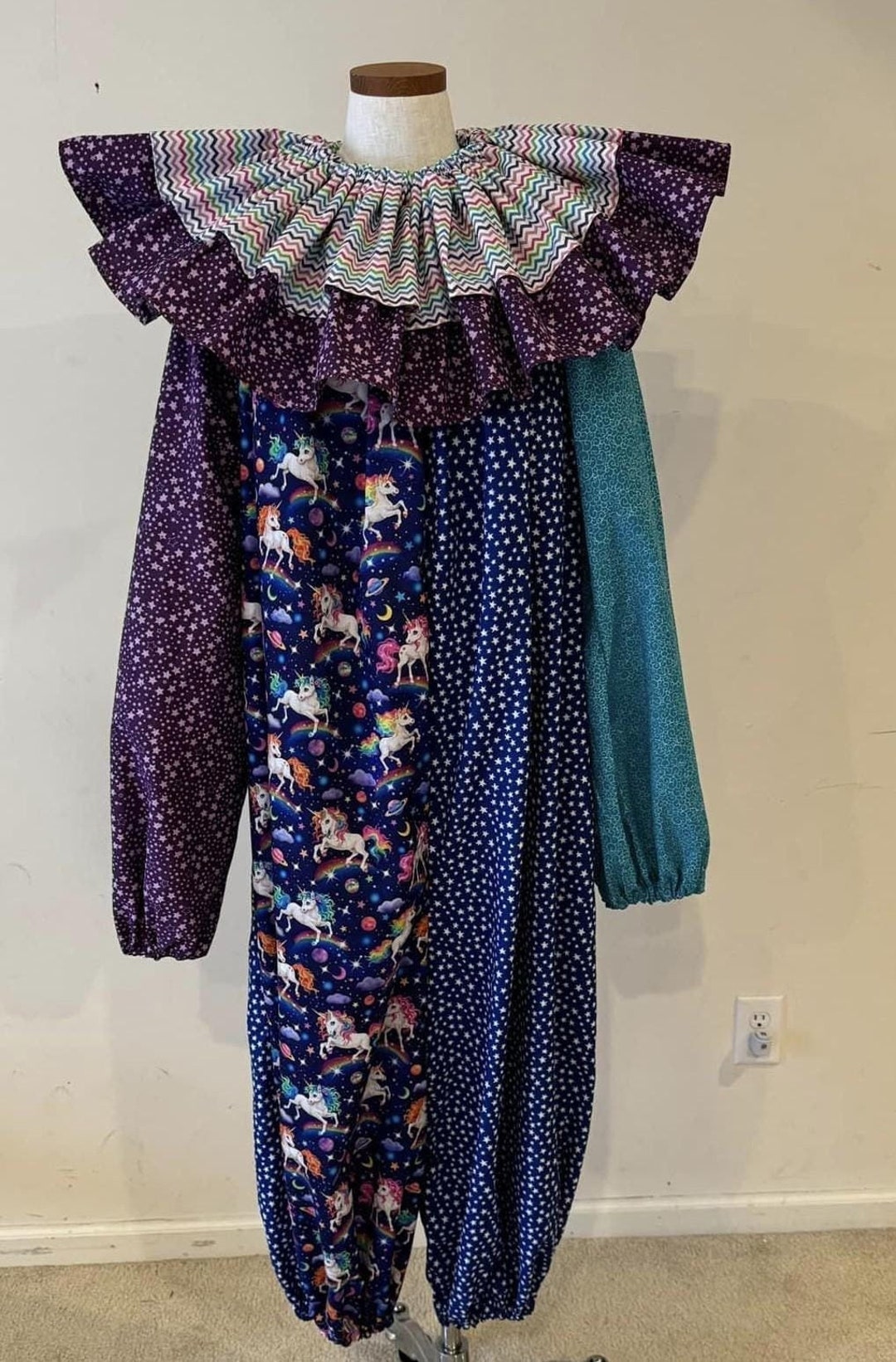 New Handmade Adult Costume Clown Suit With Collar Unicorn Rainbow ...