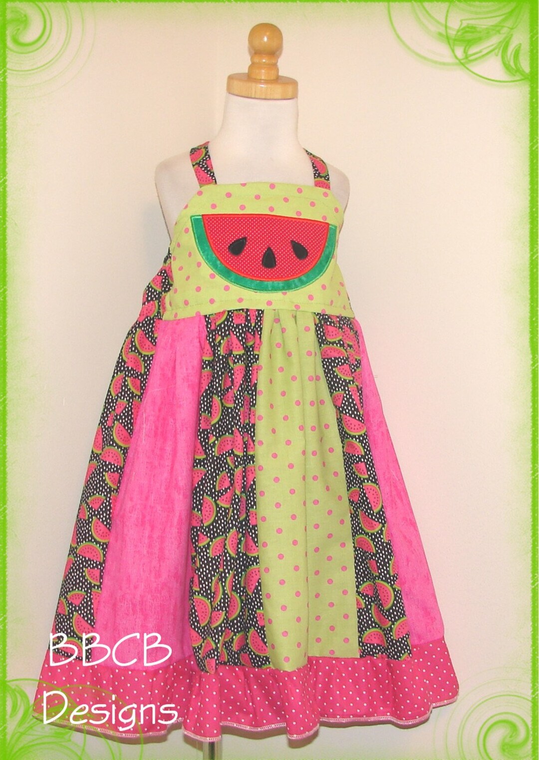 Girls WATERMELON Fruity Twist Dress Size 5 5T 5 Birthday Party Pageant ...