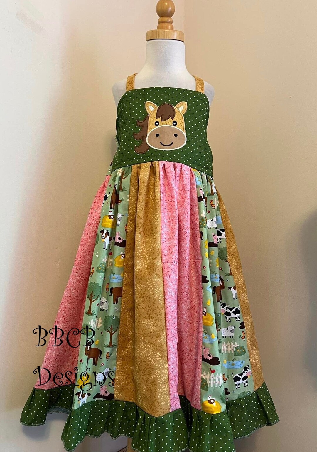 Girls Horse Pony Farm Twirl Dress With Ruffles - Size 6/8 - Ready to ...