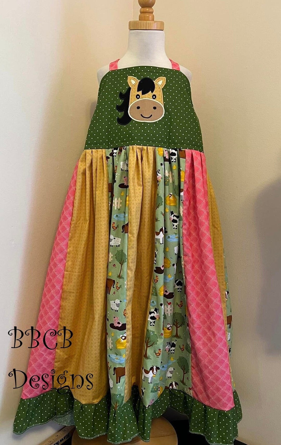 Girls Country Horse Farm Dress - Ready to Ship Size 10 + - Ruffle ...