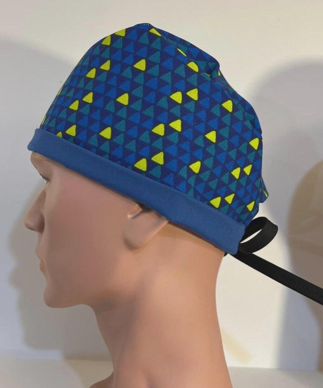 Blue Geometric Scrub Cap – Tie Back Medical Hair Cover - Etsy
