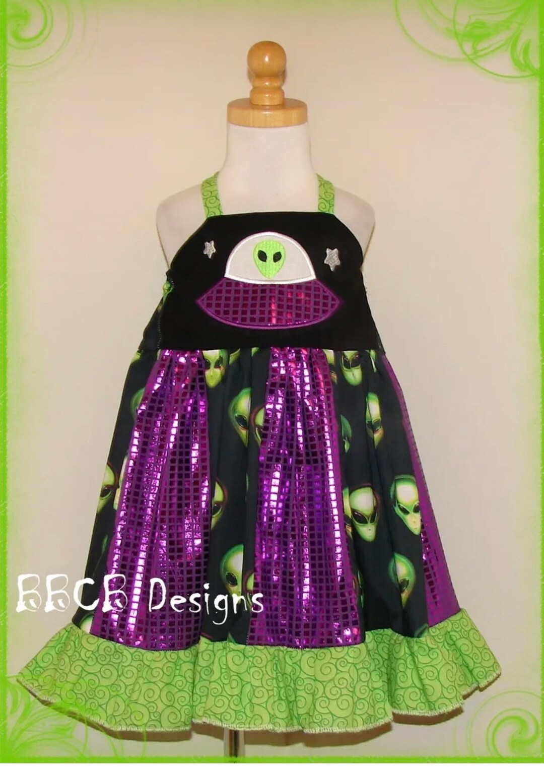 Toddler Girls UFO Alien Space Dress - Pageant or Birthday Twirl Dress ...