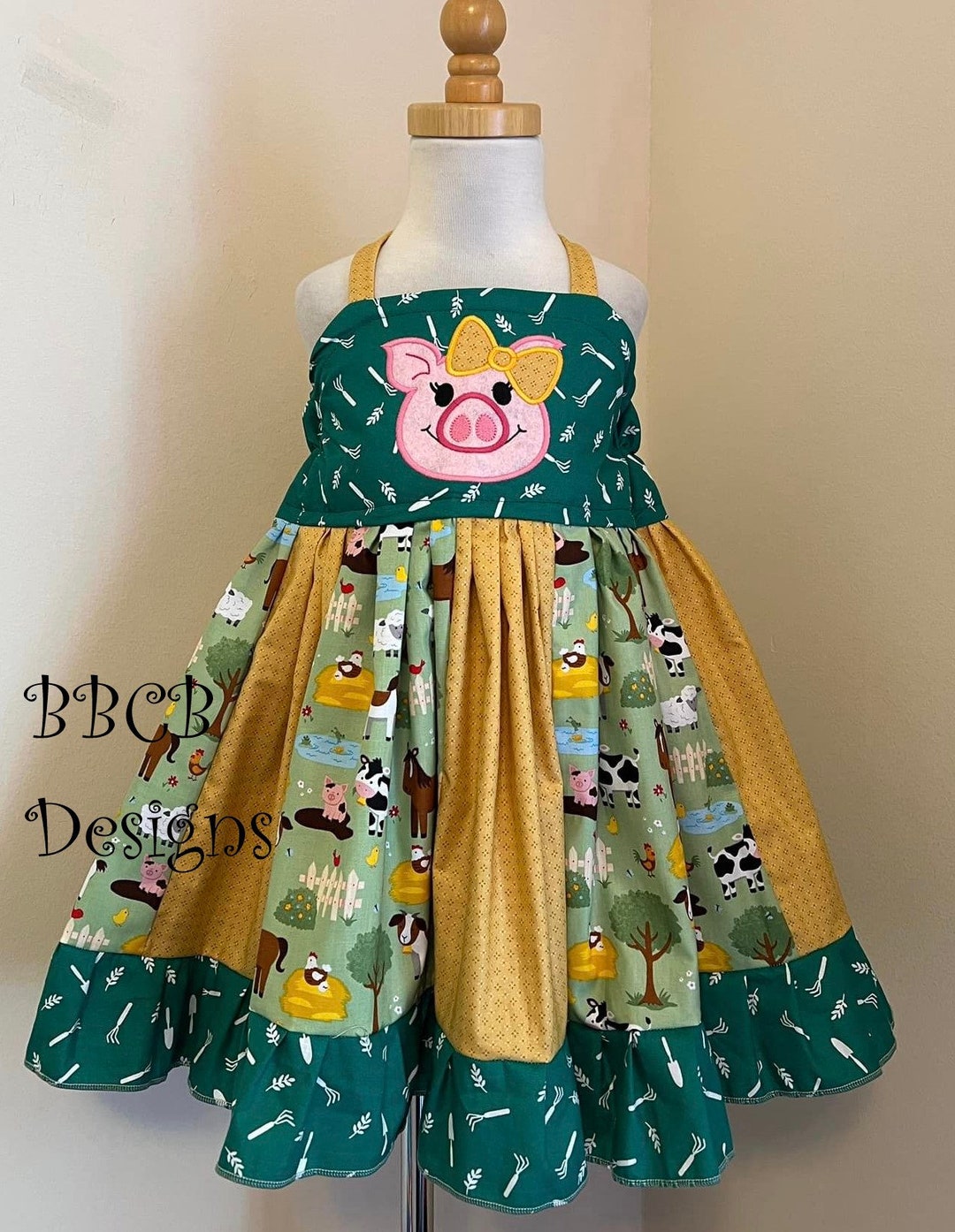 Girls Pig Country Farm Twirl Dress - Size 3T - Ready to Ship - Handmade ...