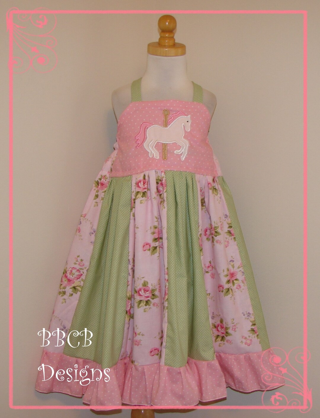 Girls CAROUSEL Horse Dress - Handmade Ready to Ship Size 4T 5T 4/5 ...