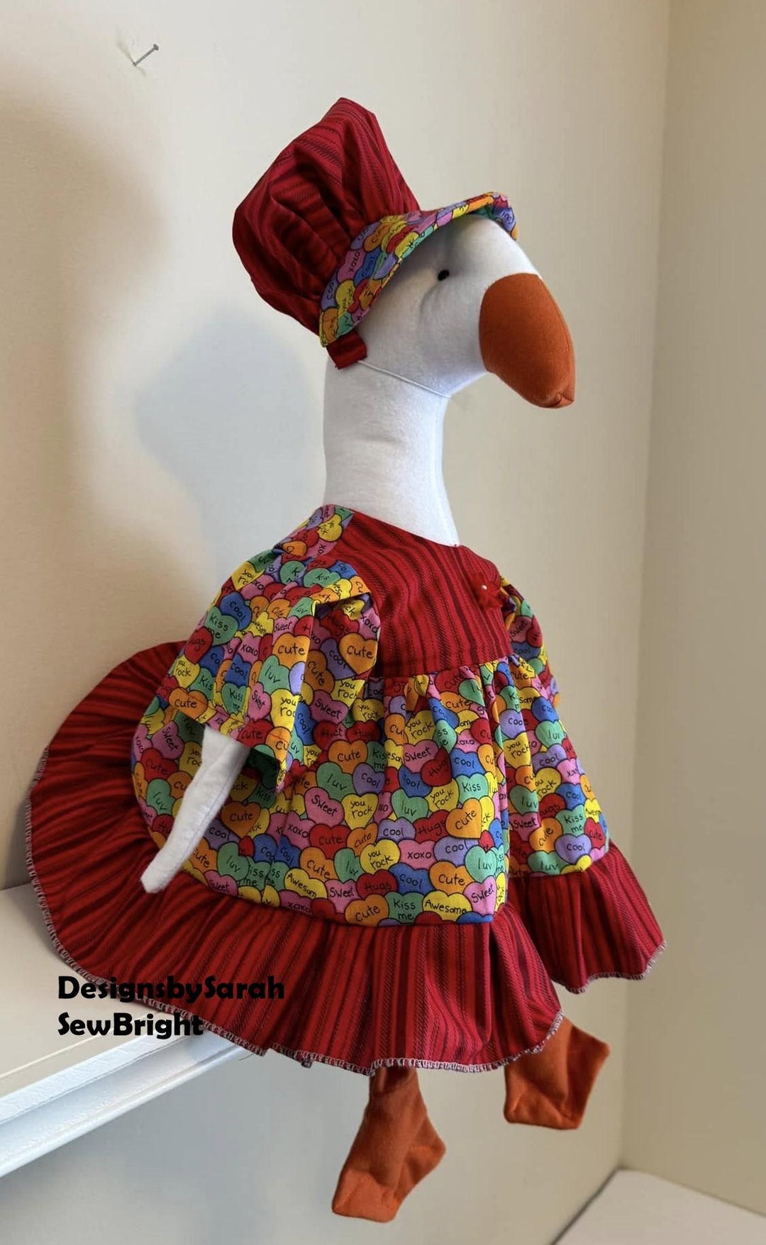 Indoor PORCH GOOSE Plush With Dress & Bonnet - Valentines Day - Home ...