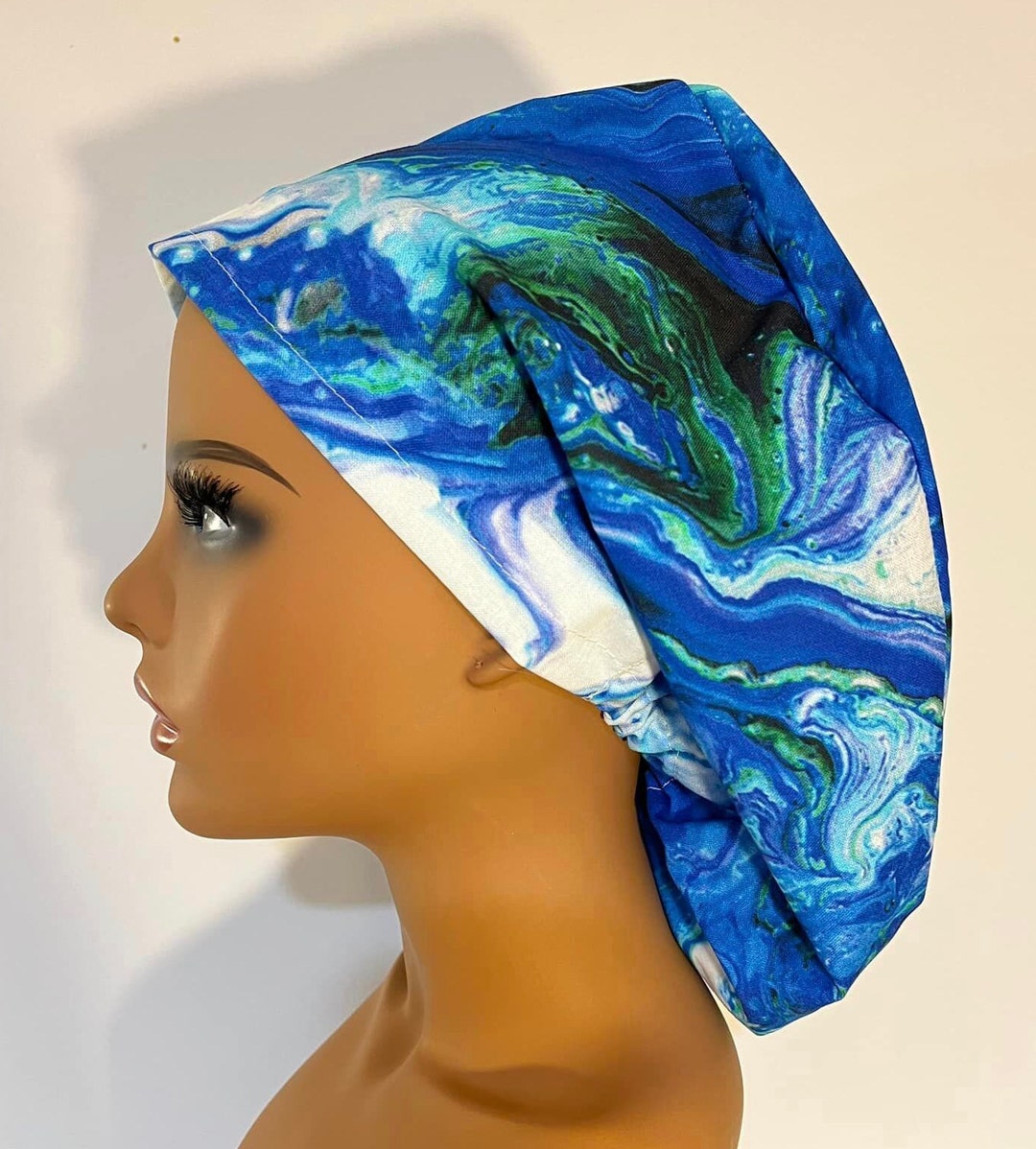 Scrub Hat Cap Hat Nurse Medical Bonnet - Euro Surgical Chemo Ocean Tie ...