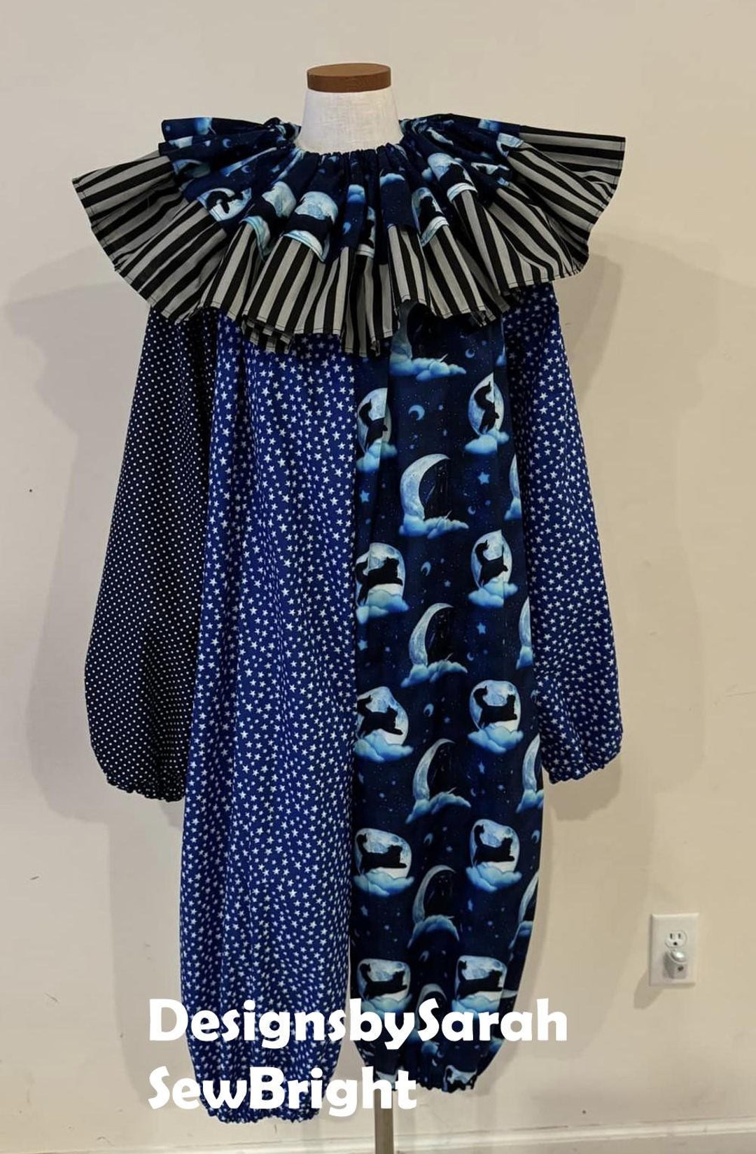 New Handmade Adult Small Medium Black Cat Midnight CLOWN COSTUME ...