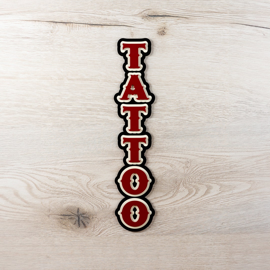 Layered Tattoo Studio Sign 3D Multi Layer Design Vintage Style Tattoo ...