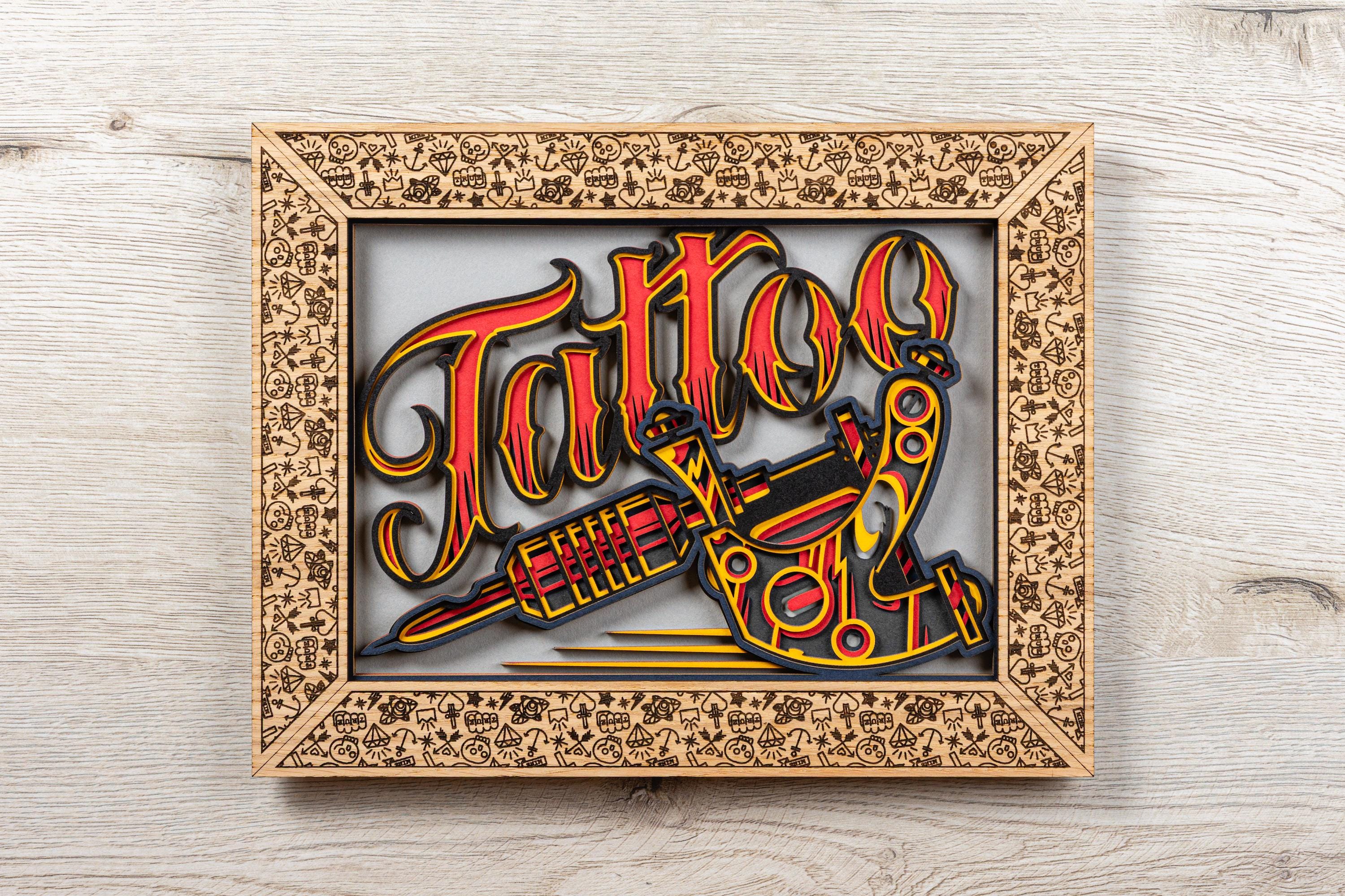 Layered Tattoo Studio Sign - 3D Multi Layer Design - Vintage Style ...