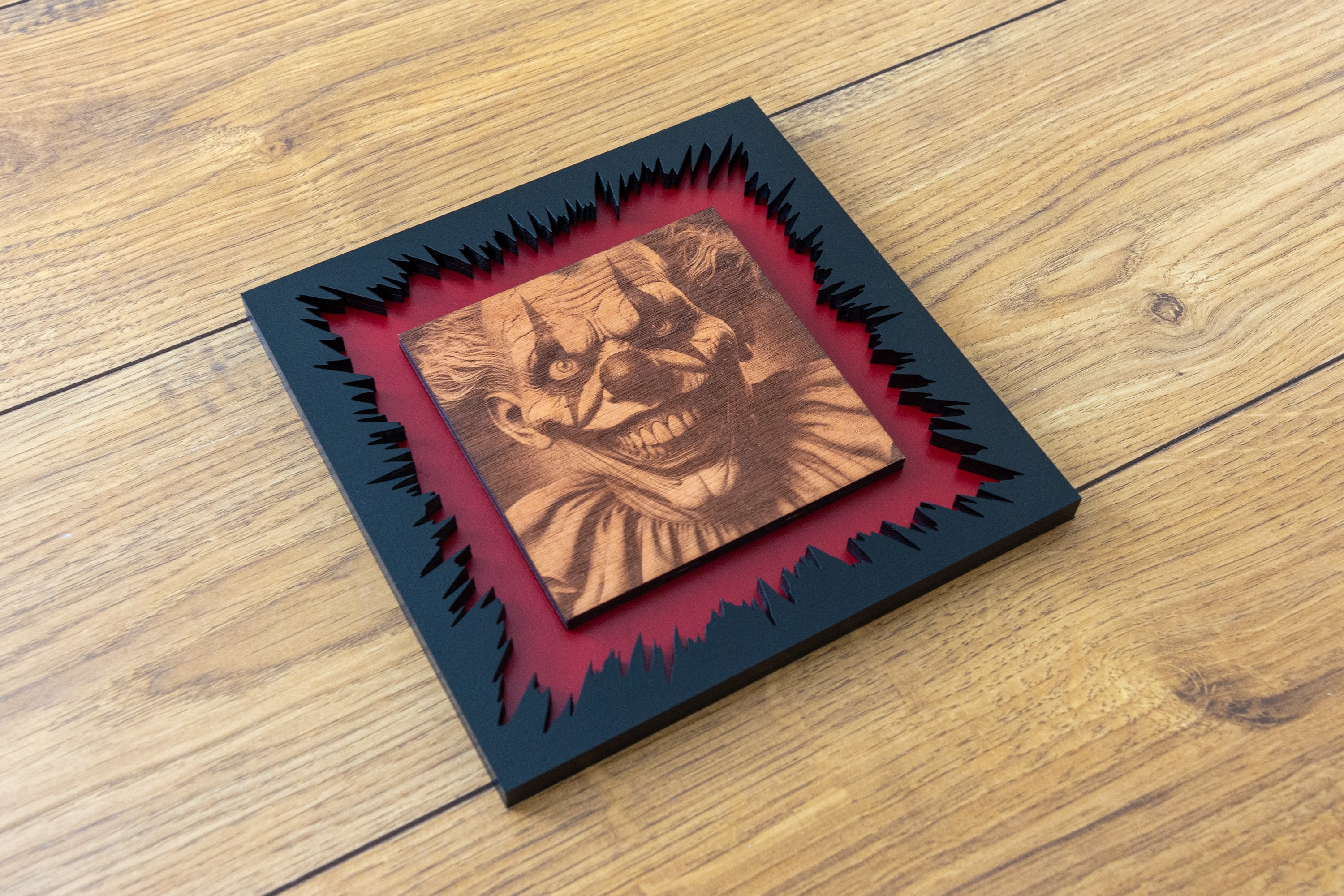 Crazy Clown Wall Art - Laser Engraved Original Artwork Mounted in A ...