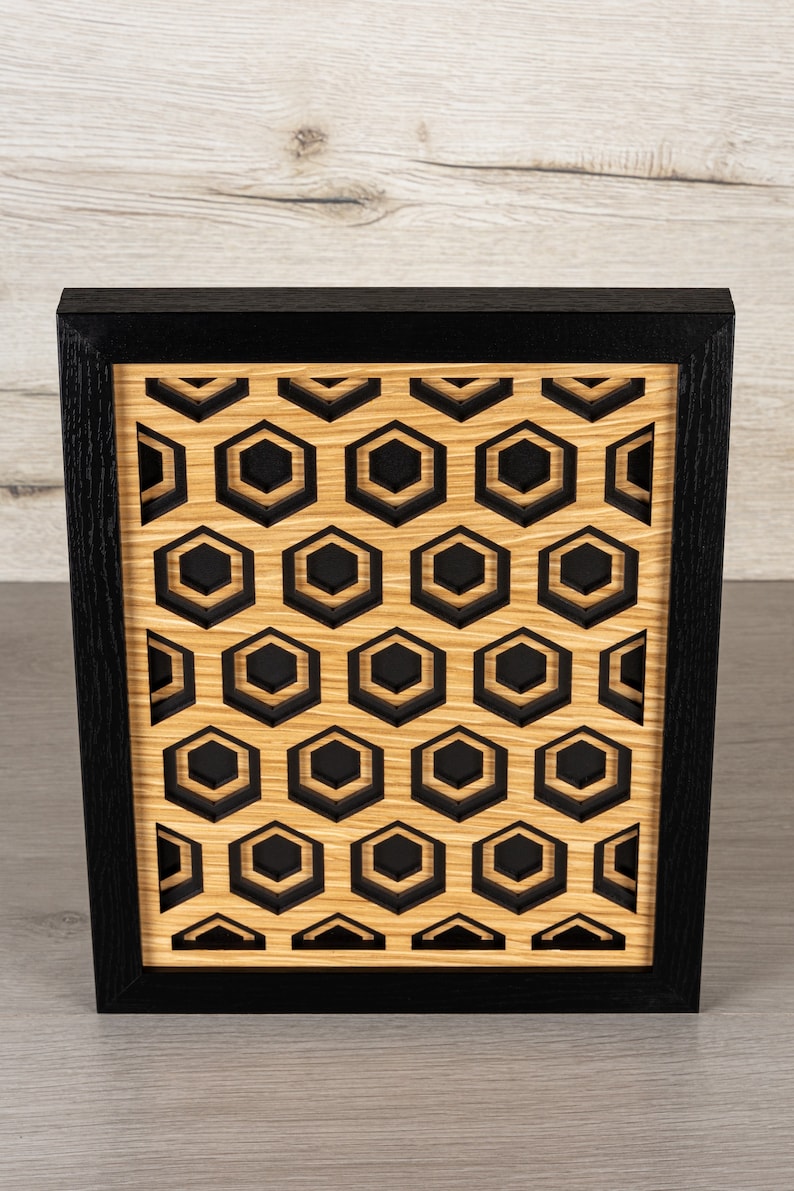 3D Hexagon Wall Art - Laser Cut Wooden Honeycomb Design - Geometric Art ...