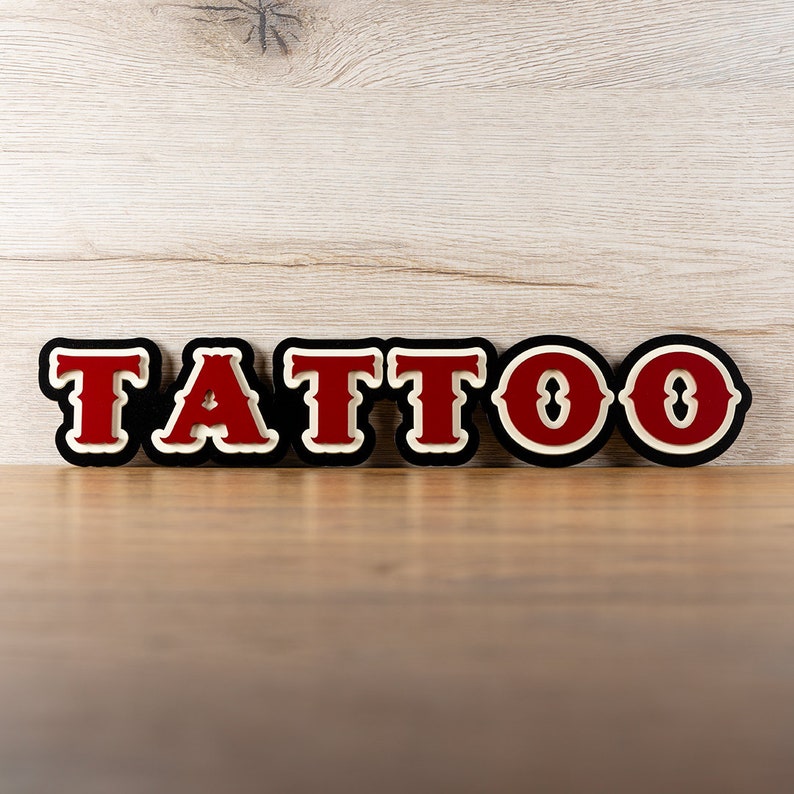 Layered Tattoo Studio Sign - 3D Multi Layer Design - Vintage Style ...
